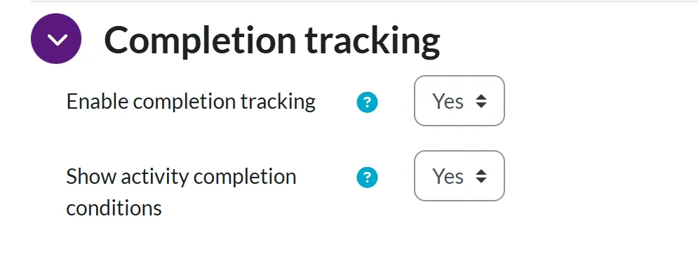 Completion tracking