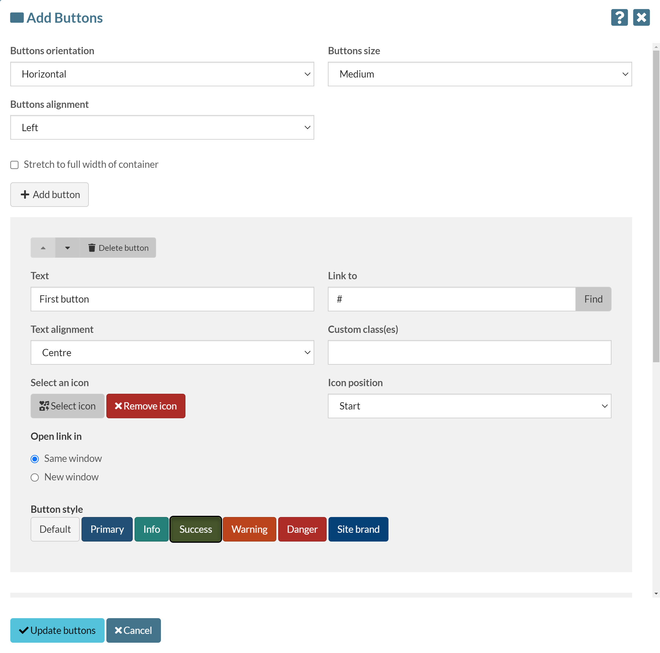 Buttons - SiteBuilder manual - IDG