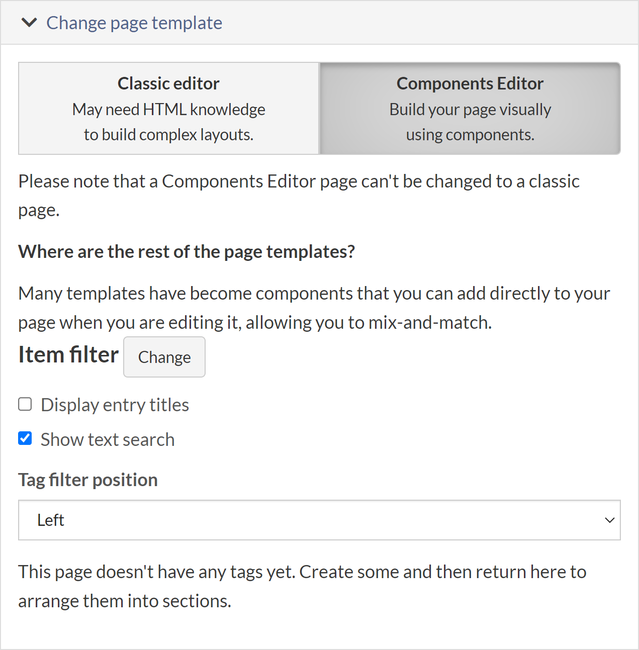 Item filter page - SiteBuilder manual - IDG
