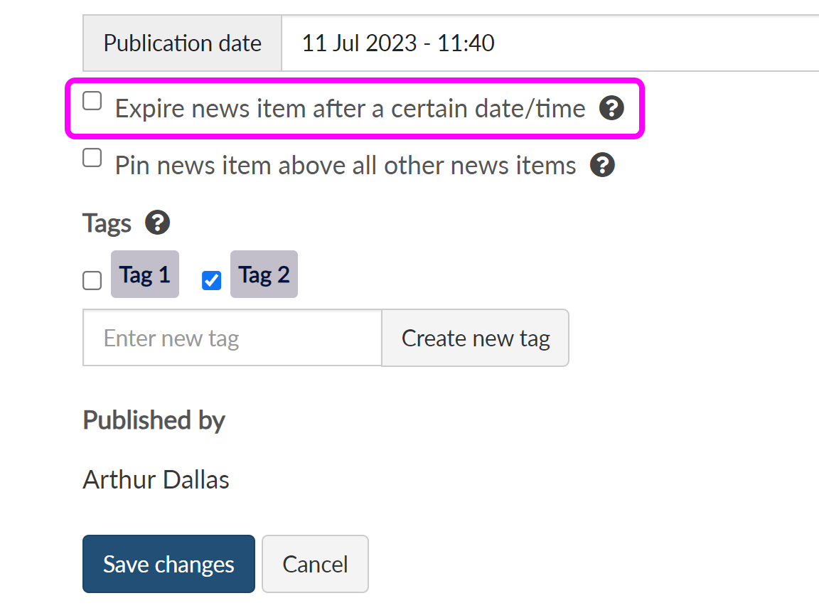 Expire a news item - SiteBuilder help - IDG