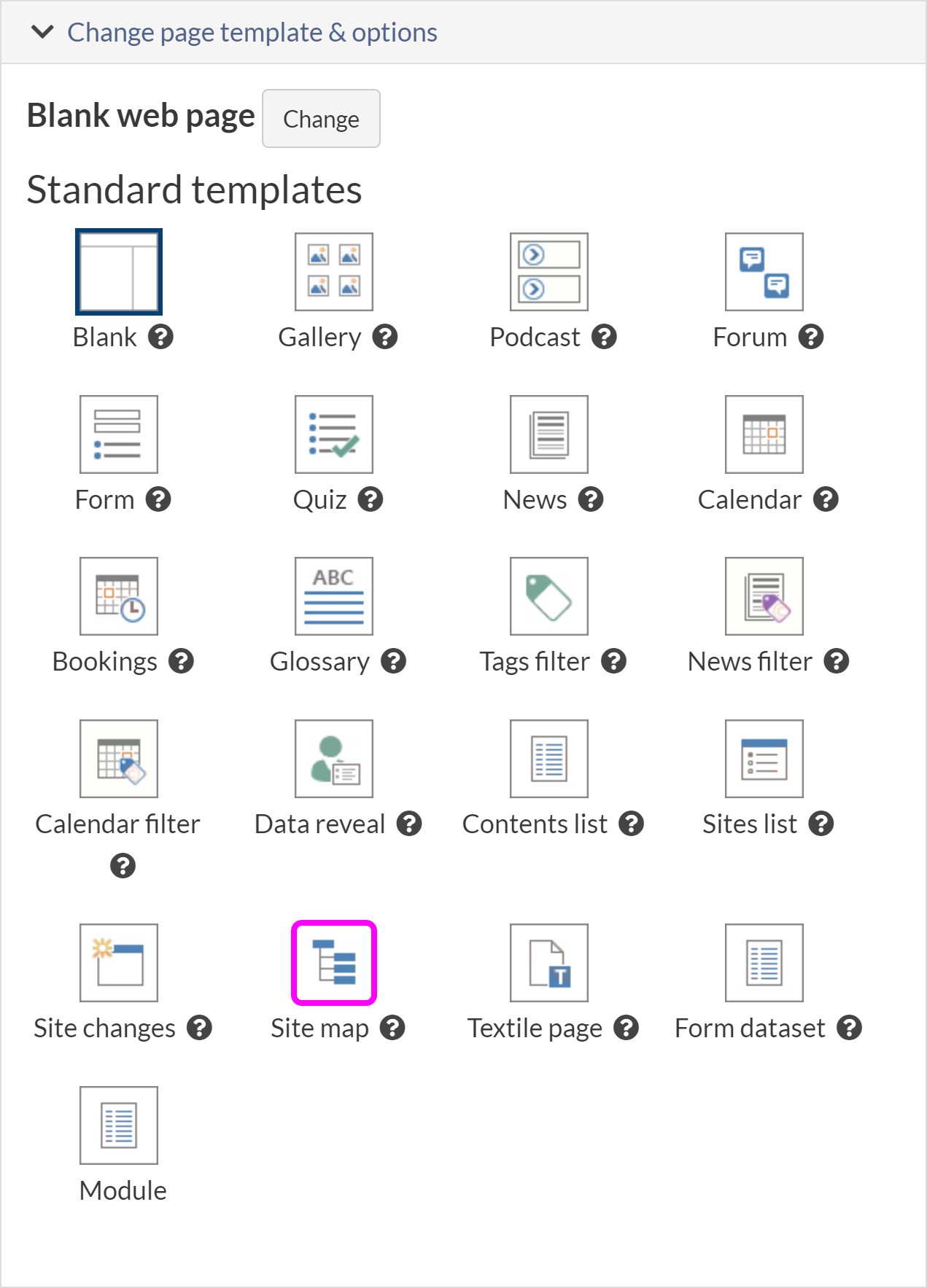 Site map page template - SiteBuilder manual - IDG