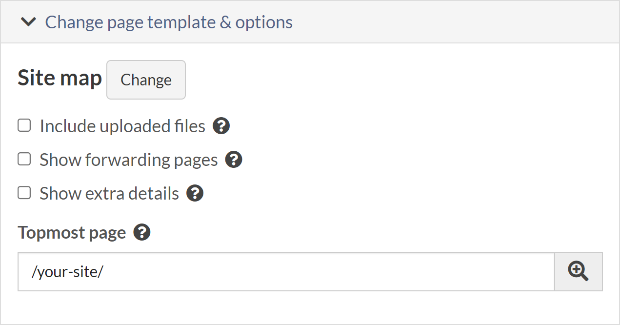 Site map page template - SiteBuilder manual - IDG