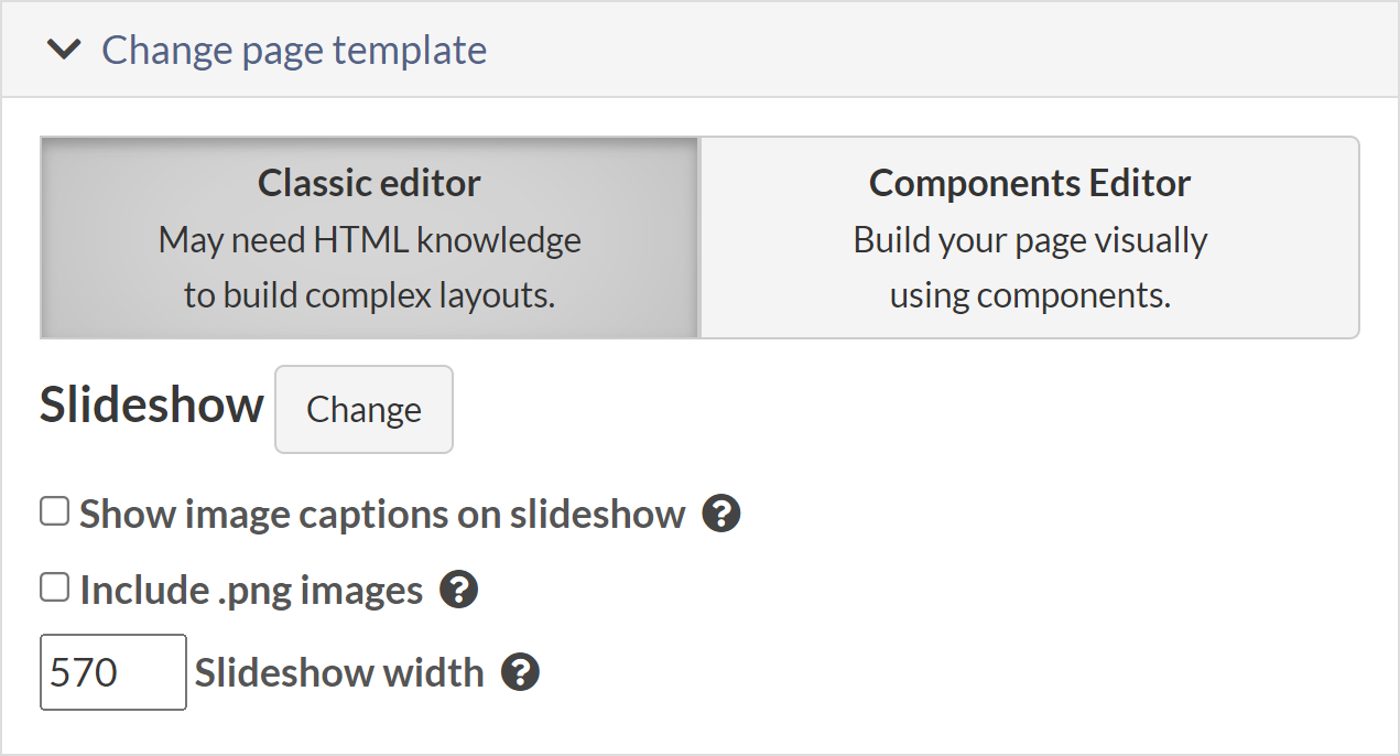 Slideshow page template - SiteBuilder help - IDG